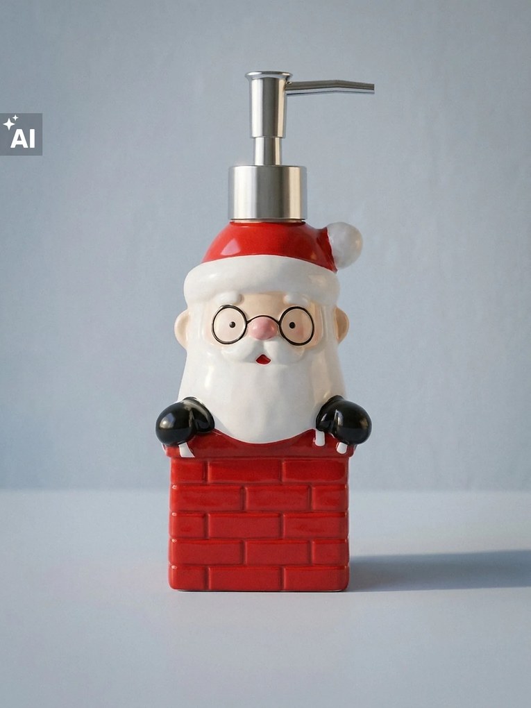 Sinsay - Vánoční keramický dávkovač mýdla ve tvaru Santa Clause v komíně - červená