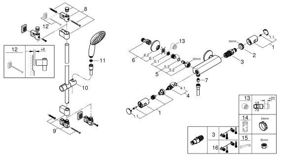 GROHE 34854001 - Termostatická sprchová baterie PRECISION START 900 mm chrom