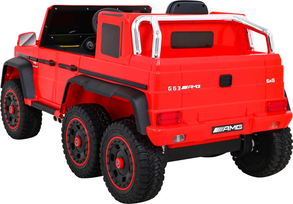 Ramiz Mercedes G63 AMG elektrické autíčko pro děti červené + dálkové ovládání + 6 EVA kol + pomalý start + MP3 + LED