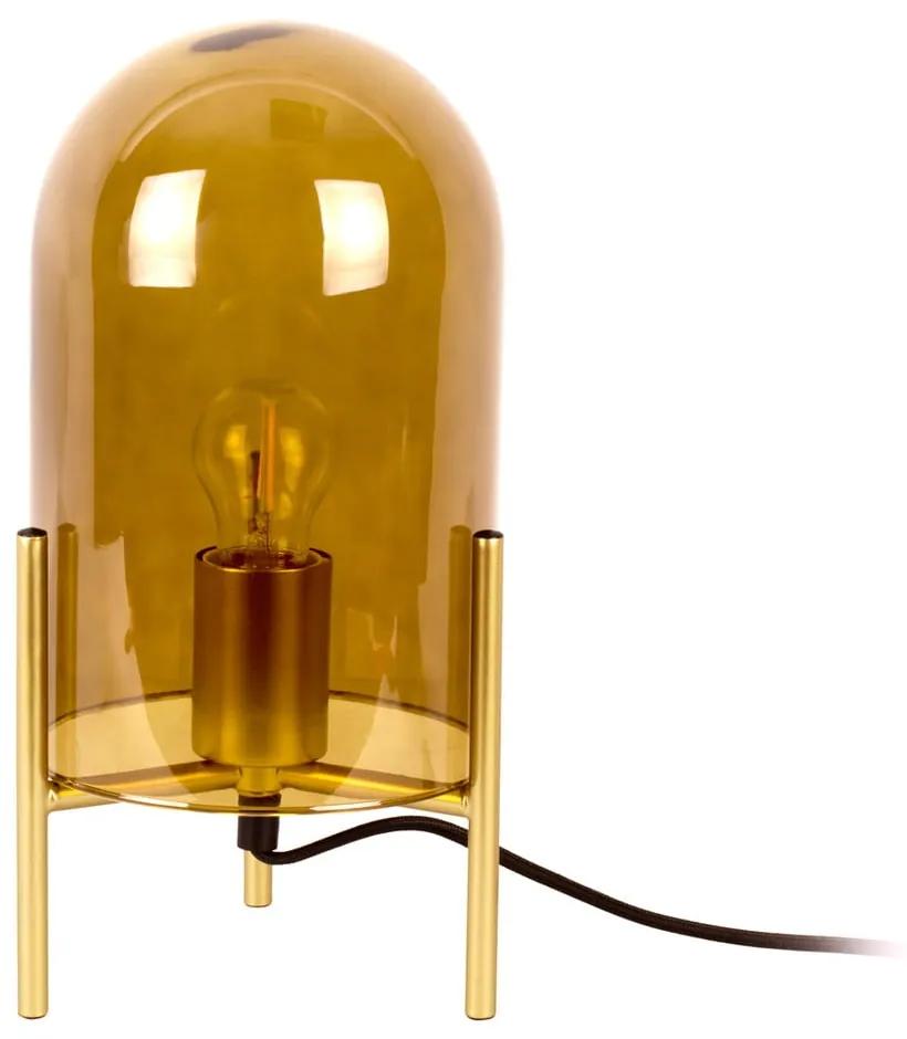 Hořčicově žlutá skleněná stolní lampa Leitmotiv Bell, výška 30 cm