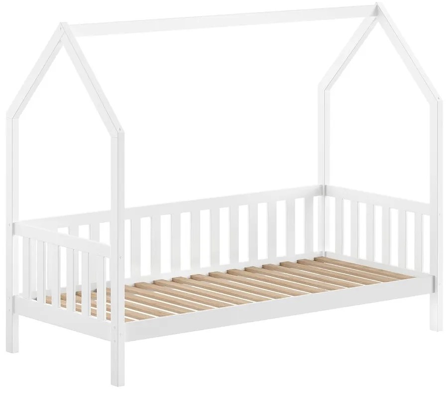 Bílá domečková dětská postel z borovicového dřeva s roštem 90x200 cm Cabane – Vipack Biano.cz