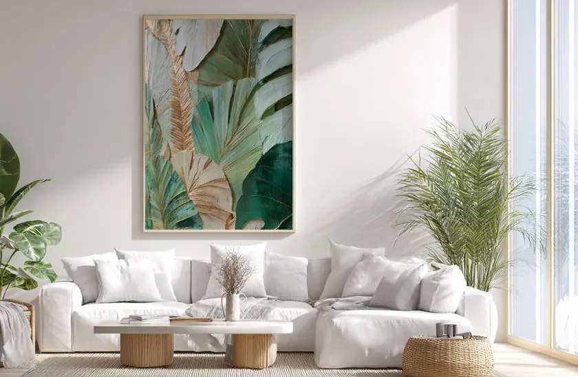 Tropická elegance - obraz - Listy v přírodním reliéfním stylu 66 - A2 – 420 × 594 mm - 449 Kč