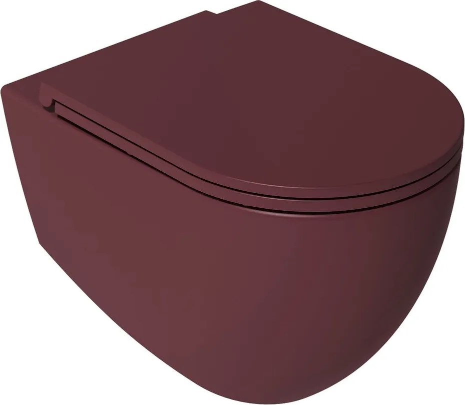 Isvea Isvea, INFINITY závěsná WC mísa, Rimless, 36,5x53cm, Matná maroon Red, 10NF02005-2R