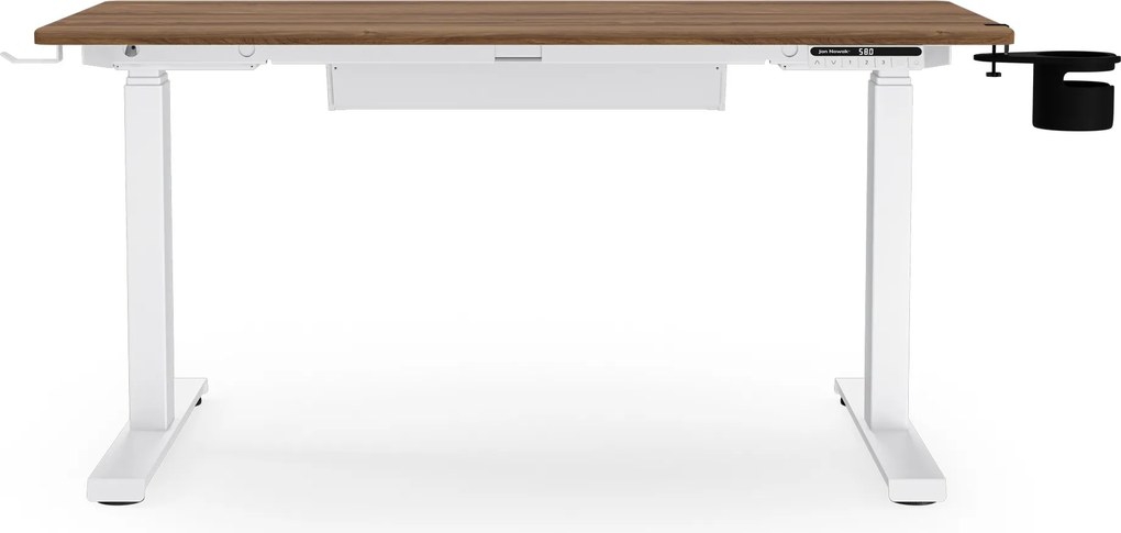 Elektrický stůl s nastavitelnou výškou ergonomický bílý/ořech,1200x600 mm: ARIA