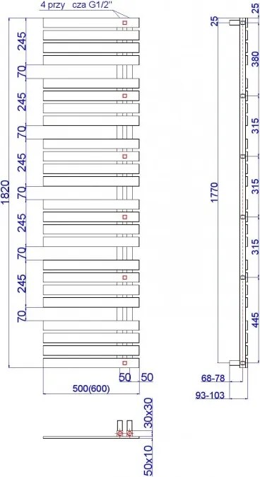 Hopa POP STAR 600 x 1820 mm RADPOP6018. koupelnový radiátor