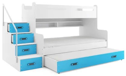 Dětská patrová postel MAX III s výsuvnou postelí 80x200 cm - bílá Šedá