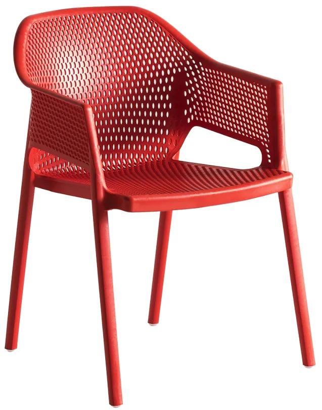 Designová exteriérová židle MINUSH - červená.