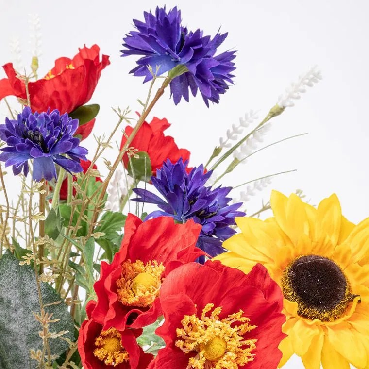 Kytice SLUNEČNICE, VLČÍ MÁK, CHRPA, ANEMONKA 65 cm