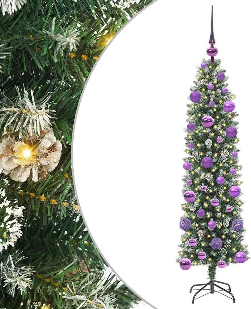 Umělý štíhlý vánoční strom Zelená a bílá 120 cm 3395275