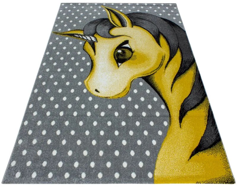 Dětský kusový koberec Kids 590 Yellow jednorožec | žlutý Typ: 80x150 cm