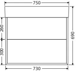 INTEDOOR Oxo Multi skříňka s umyvadlem, 2 zásuvky, OXO MULTI 75 2Z Povrch: 0077 AP CHARCOAL MAT