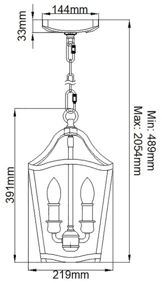 Feiss FE-YARMOUTH-3P - Lustr na řetězu YARMOUTH 3xE14/60W/230V