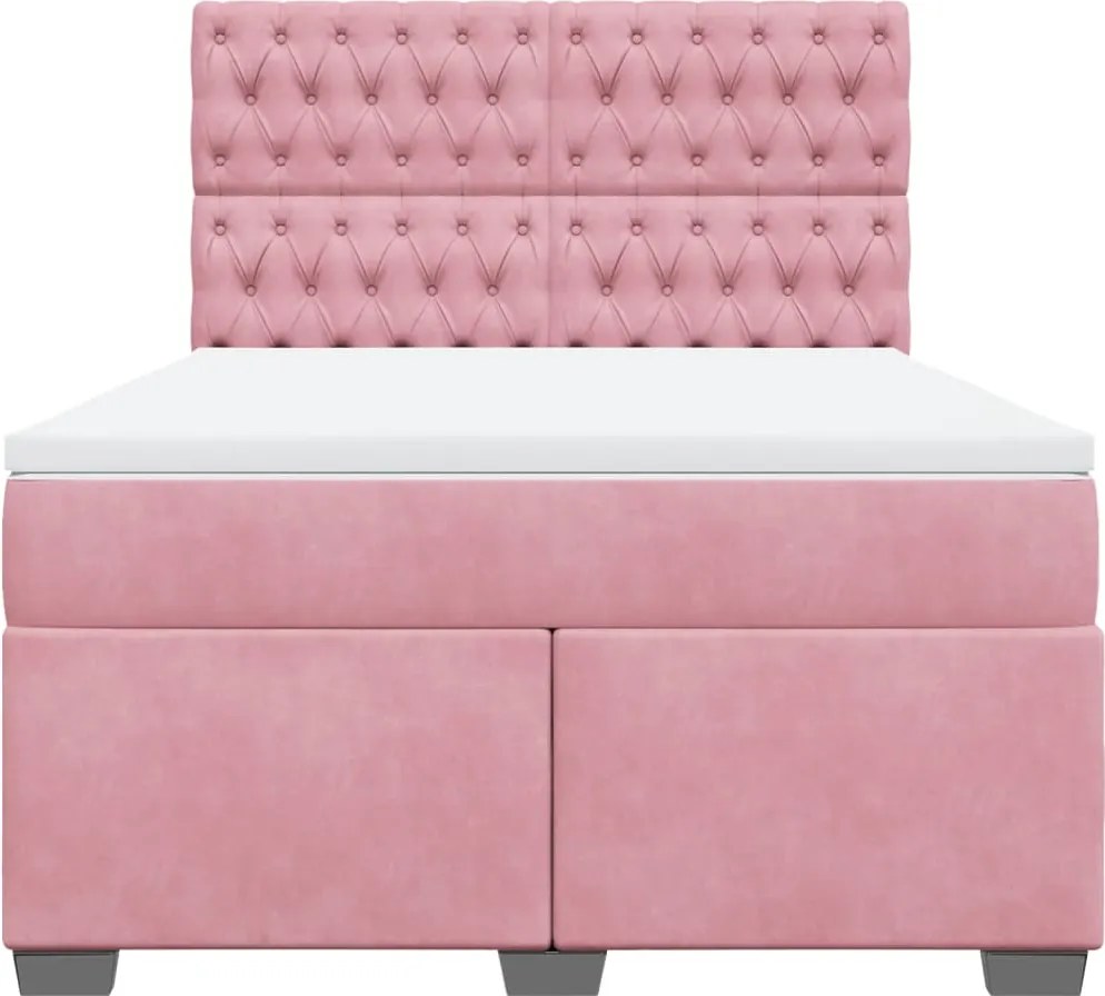 Box spring postel s matrací růžová 140x200 cm samet 3293241