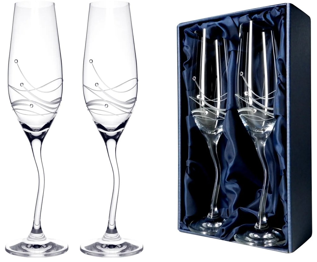 A-KRISTAL New Classic - skleničky na sekt se Swarovski® Elements | sada 2 sklenic