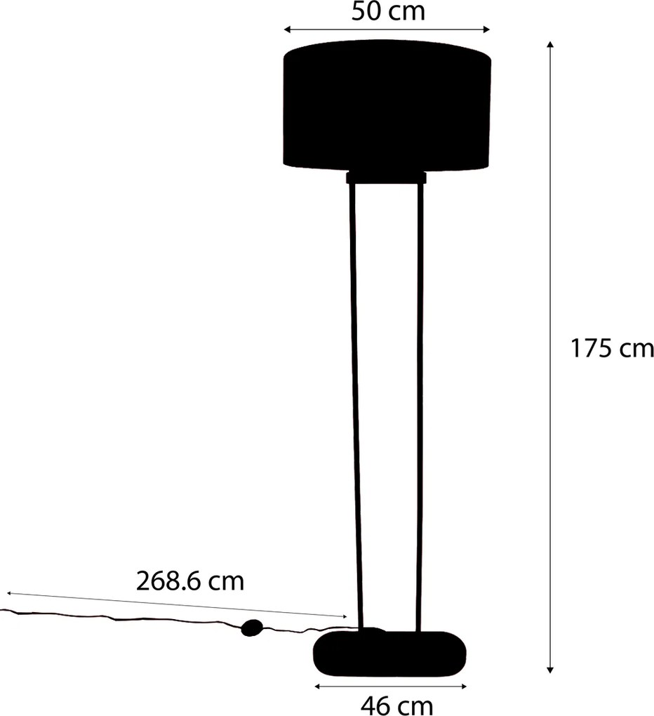 Stojací lampa černá s černým oválným stínidlem 50 cm - Thijmen