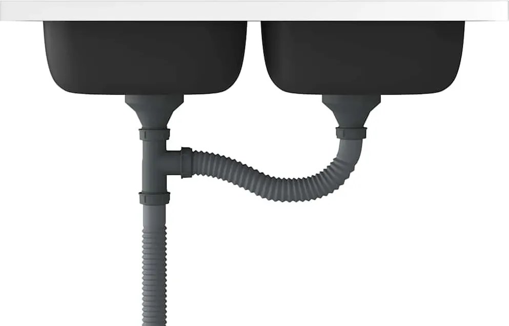 Kuchyňský dvojitý dřez stříbrný 800x600x155 mm nerezová ocel 147235