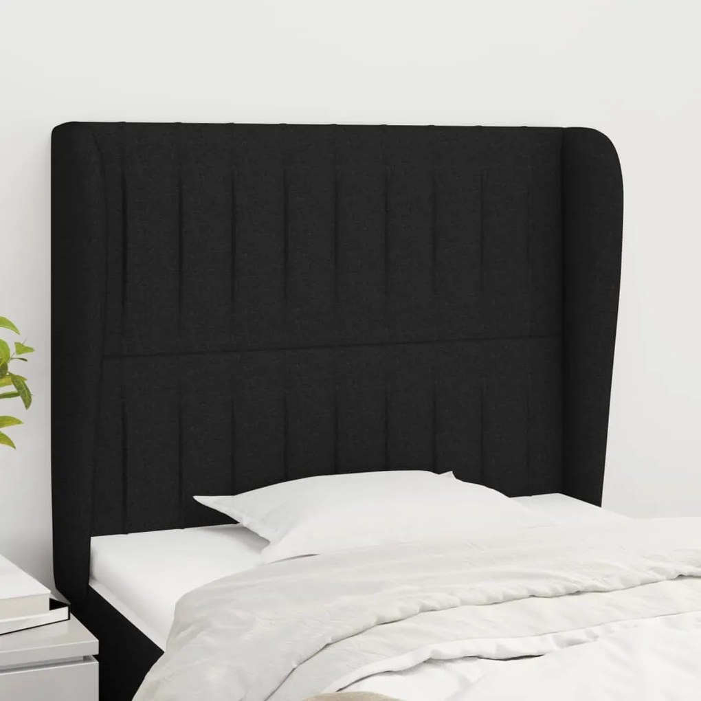 Čelo postele typu ušák černé 103x23x118/128 cm textil 3118186