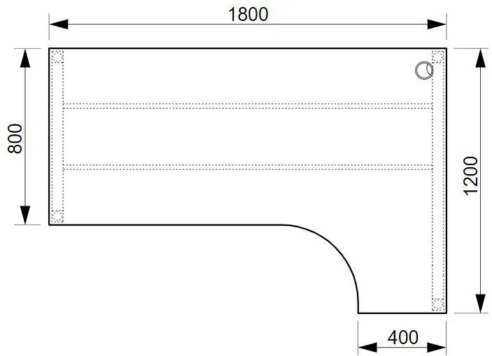 Kancelářský pracovní stůl Hobis Ergo UEO1800L, bílá RAL 9016, deskabuk