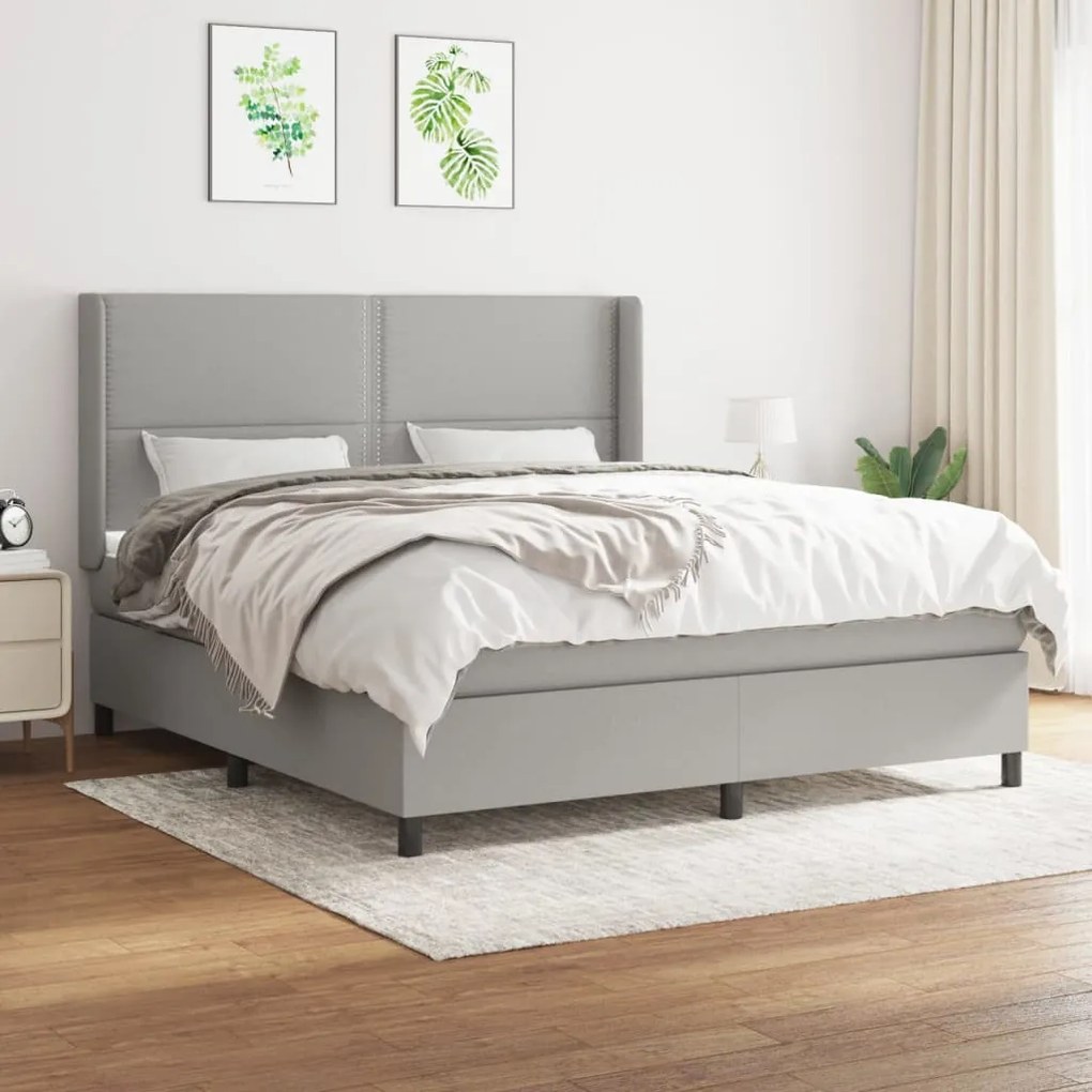 Box spring postel s matrací světle šedá 180 x 200 cm textil 3131369