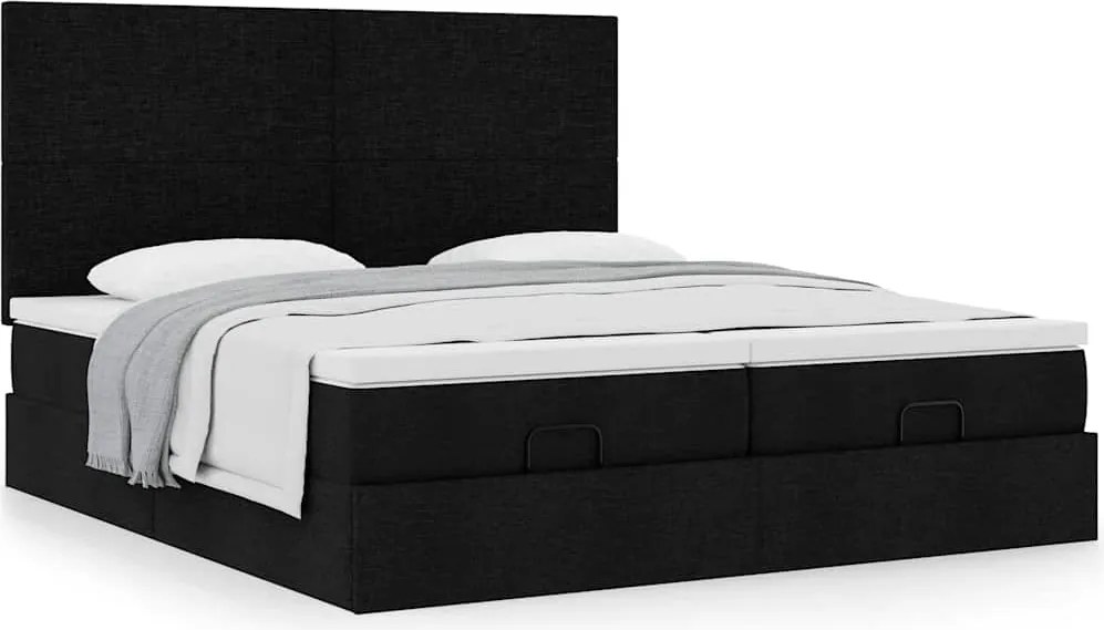 Osmanský rám postele s matrací černá 160x200cm textil 3313666