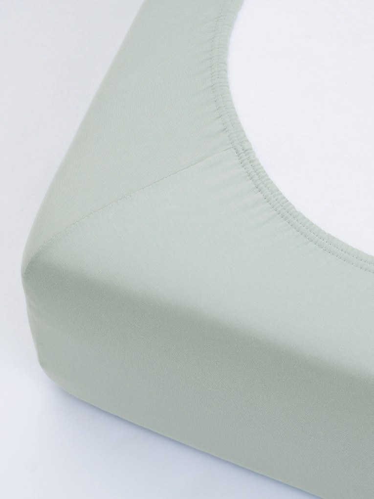 MK Lůžkoviny Jersey prostěradlo s elastanem Deluxe 90 × 200 cm – šedozelená