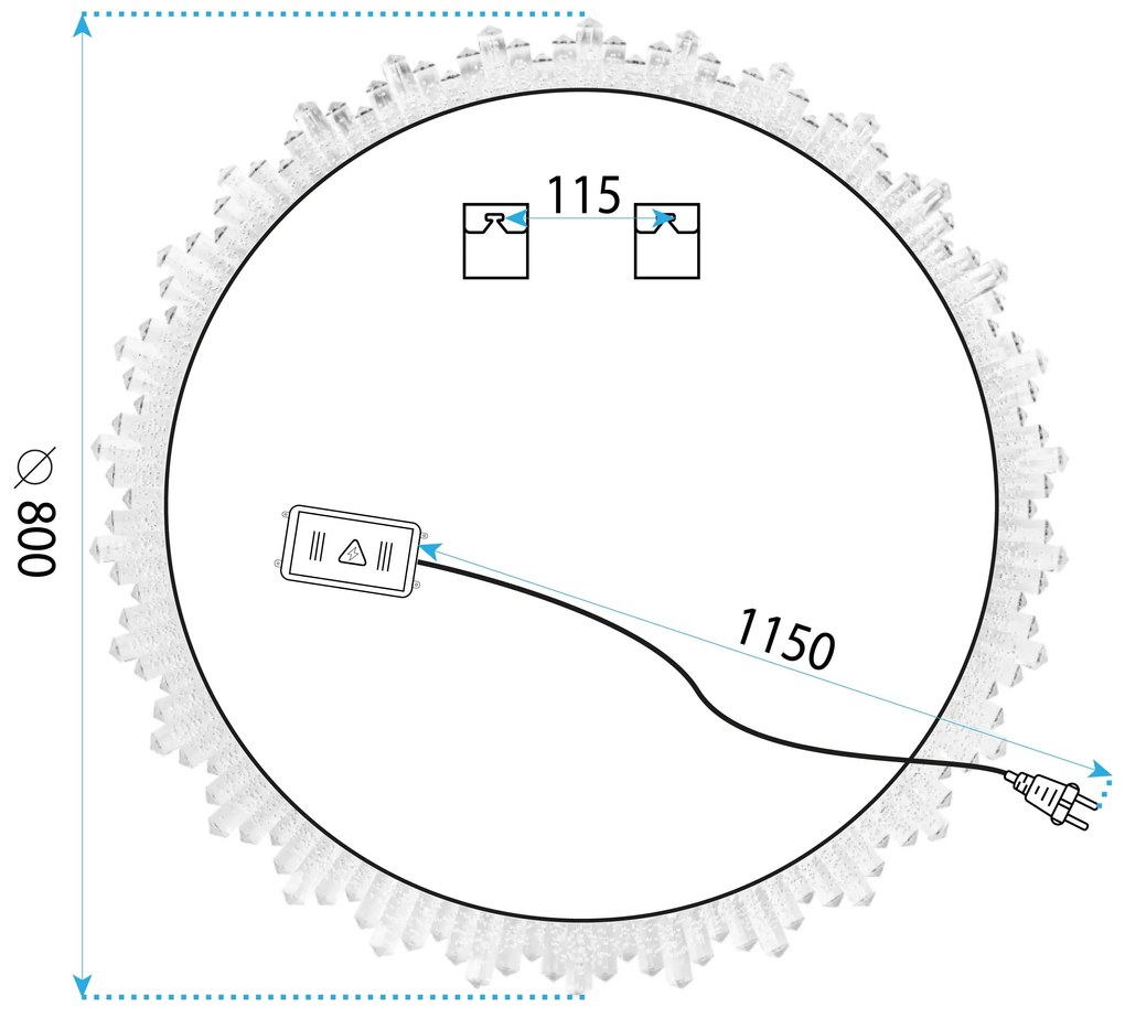 Tutumi Zrcadlo ⌀80 cm s vyhříváním a regulovatelným LED osvětlením HOM-02694