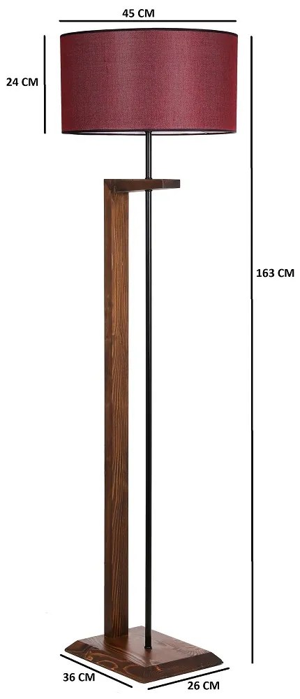 Designová stojanová lampa Jadey 163 cm bordó
