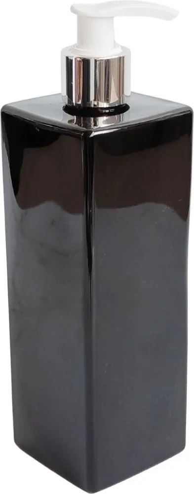Dávkovač na mýdlo 500 ml černý s bílo-stříbrnou pumpičkou LUNA