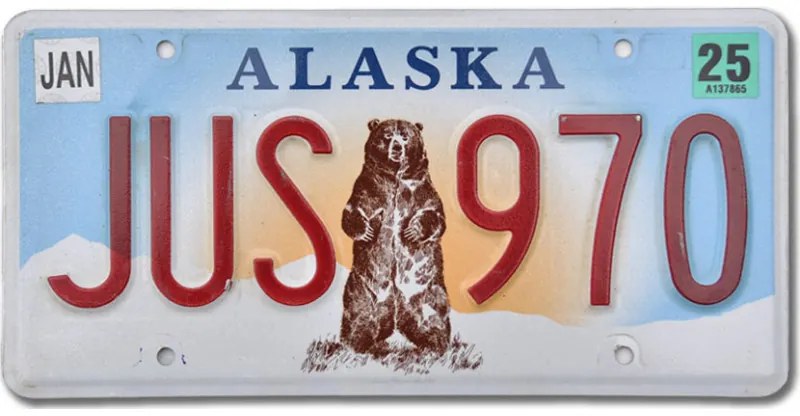 Americká SPZ Alaska Grizzly Bear JUS 970