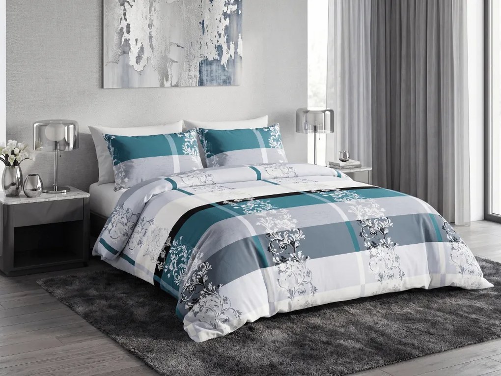 Polybavlněné povlečení LUXURY tyrkysové Rozměr povlečení: 2 ks 70 x 90 cm | 200 x 220 cm
