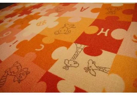 Dětský kusový koberec PUZZLE oranžový Rozměr: 150x250 cm