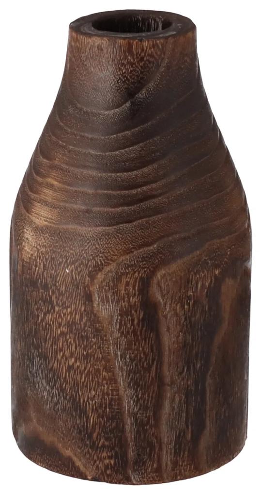 Hogewoning Dřevěná sloupová váza tmavá 23 cm