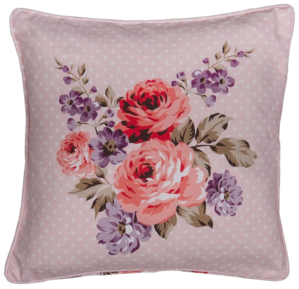 Růžový bavlněný potah na polštář s růžemi Dotty Rose - 40*40 cm