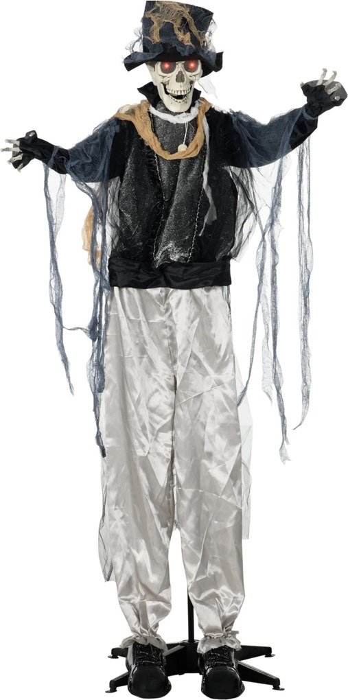 HOMCOM Halloween duch, Halloween dekorace, zvuková funkce, s pohybovým senzorem a LED světly, 101 cm x 64 cm x 178 cm