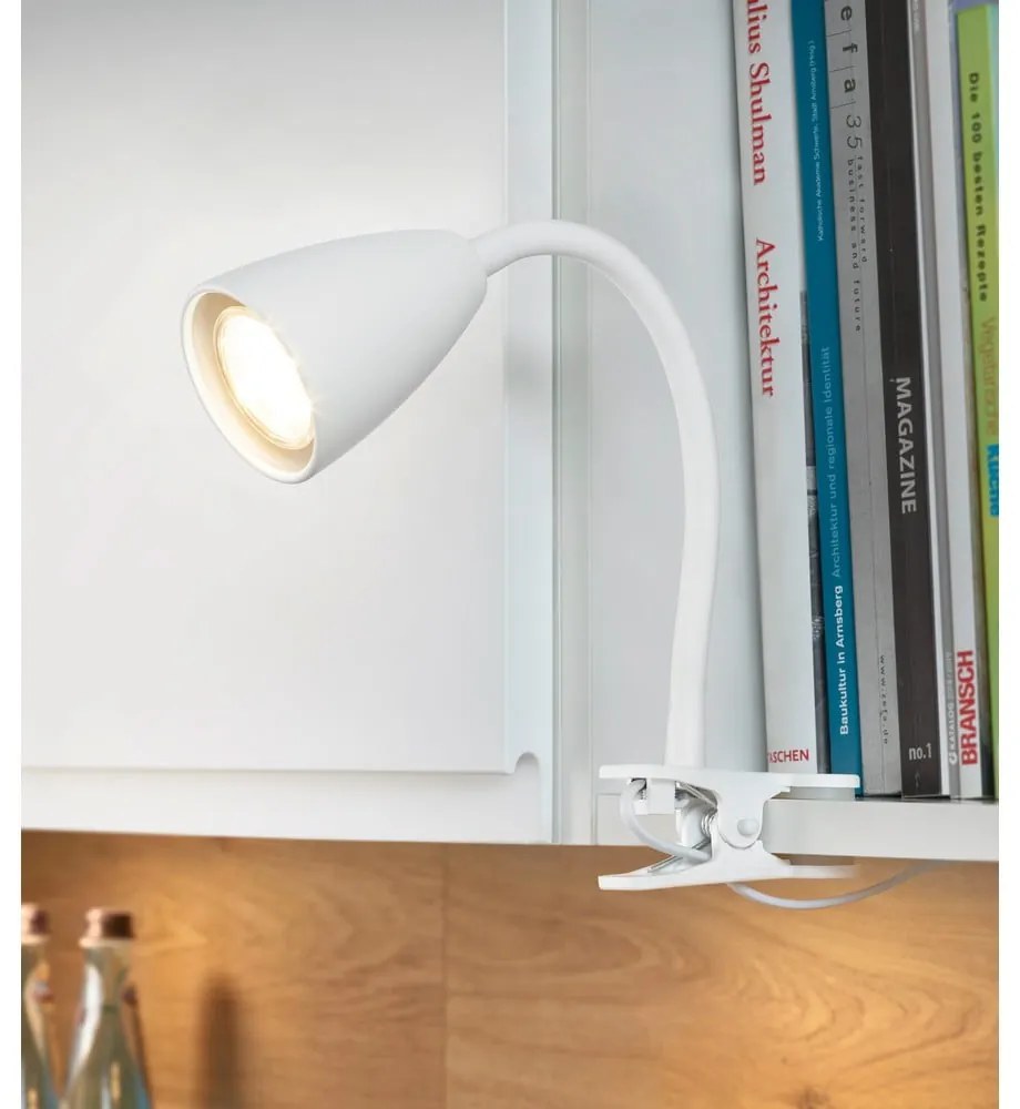 Bílá stolní lampa s klipem (výška 20 cm) Wanda – Trio