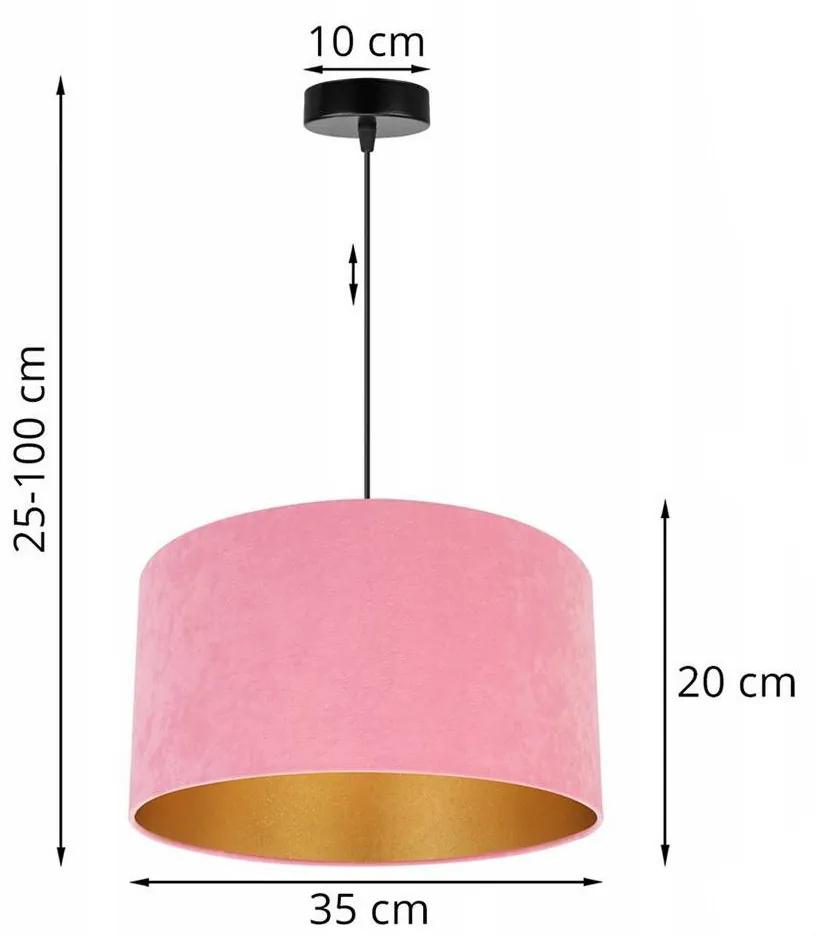 Závěsné svítidlo MEDIOLAN, 1x růžové/zlaté textilní stínítko, (výběr ze 2 barev konstrukce), (fi 35cm)