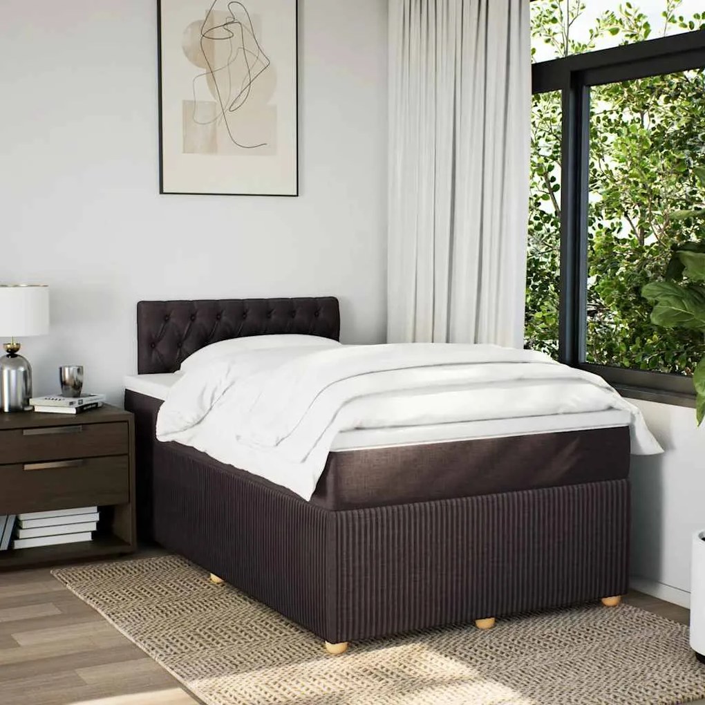 Box spring postel s matrací tmavě hnědá 120x200 cm textil 3287433
