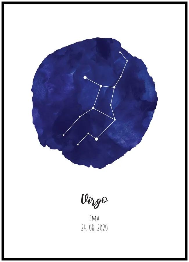 Plakát Znamení zvěrokruhu na míru Rozměr plakátu: 40 x 50 cm, Znamení zvěrokruhu: Lev, Barevné provedení: Tmavě modrá, Tvar podkladu: Kaňka