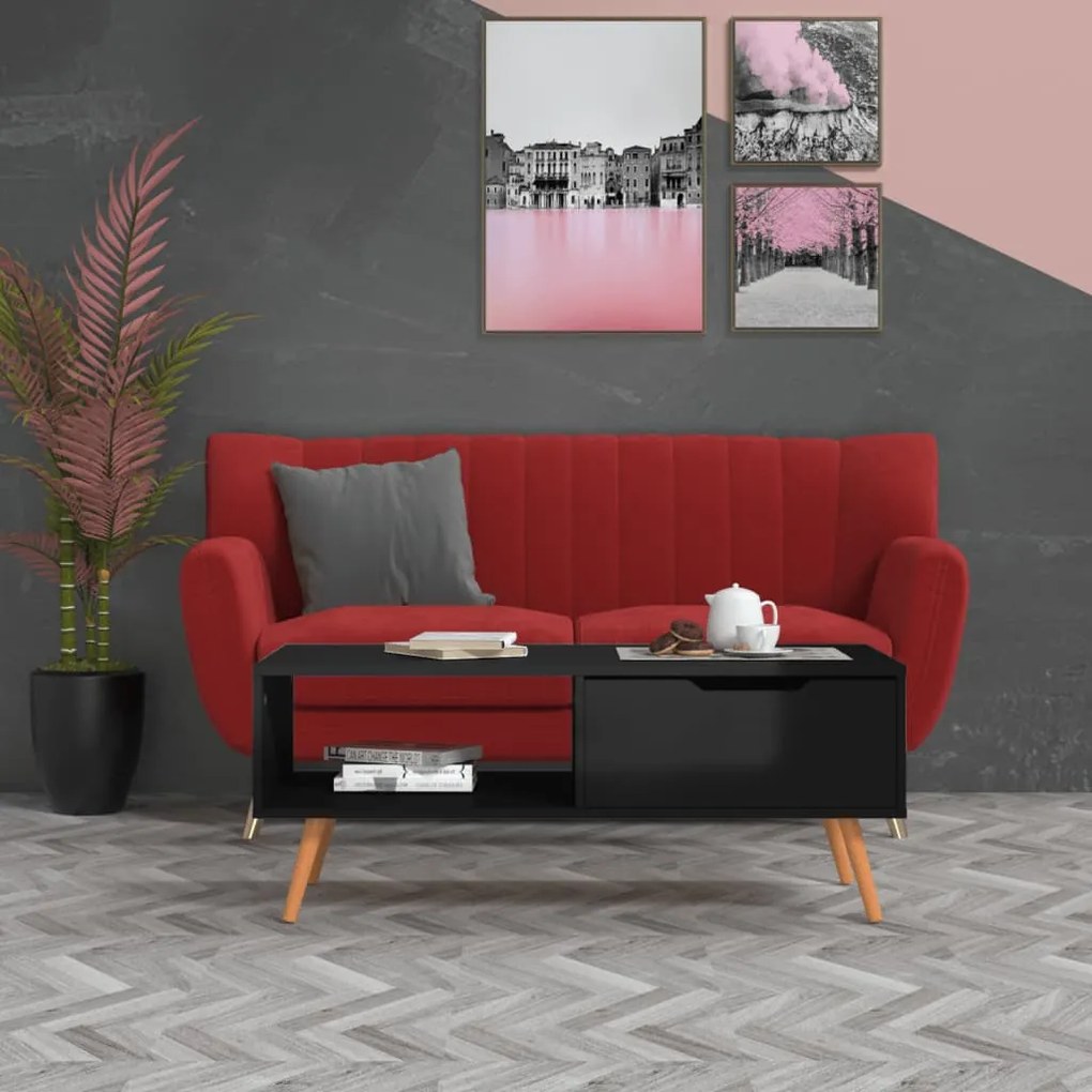 Konferenční stolek černý lesklý 100x49,5x43 cm kompozitní dřevo 326793