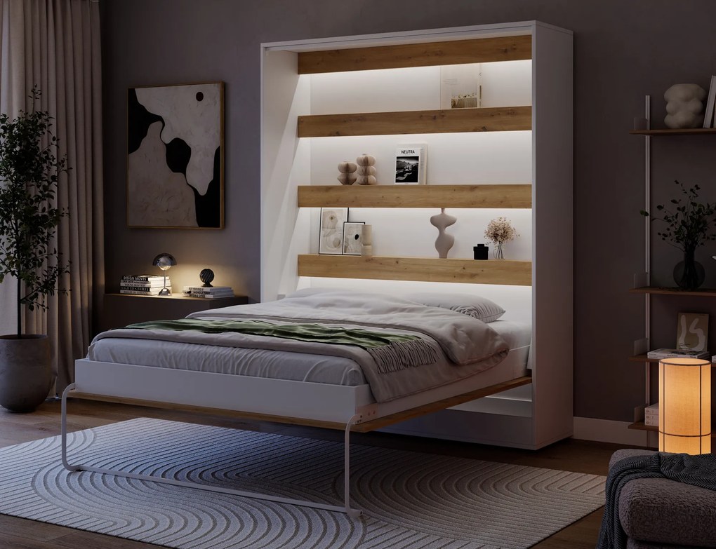 Devesto Sklápěcí postel Vertikální 160 Dub Artisan LED