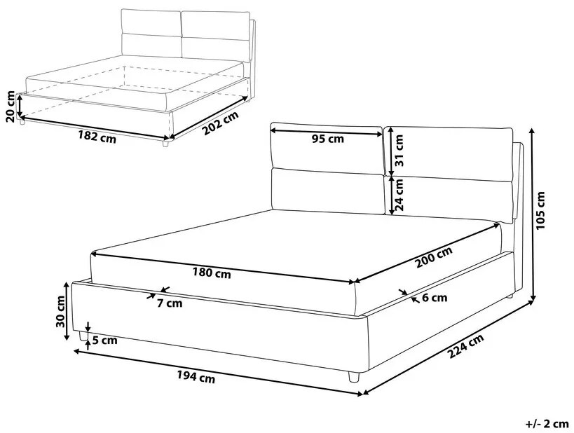 Postel s úložným prostorem sametová šedá 180 x 200 cm BATILLY Beliani