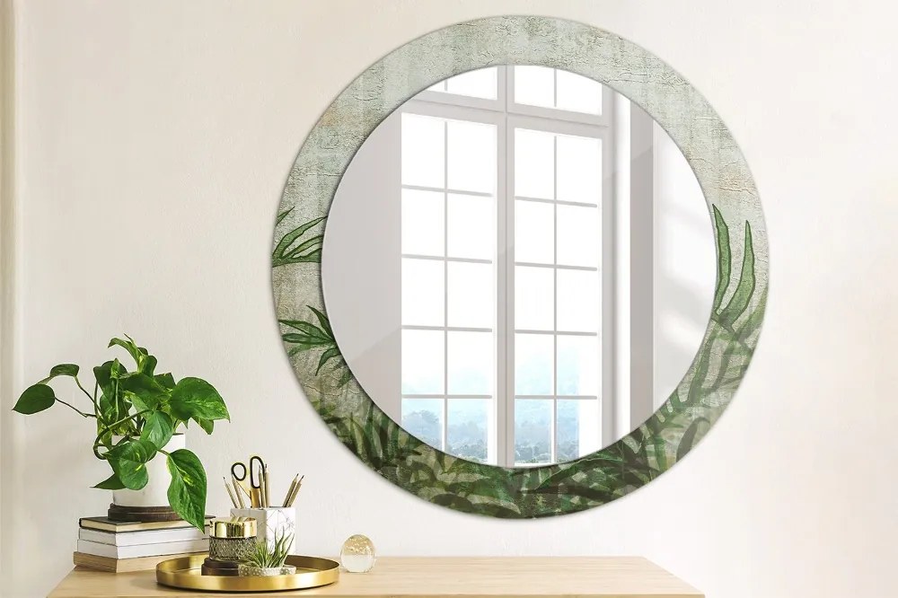 Kulaté dekorativní zrcadlo Kapradiny listy fi 70 cm