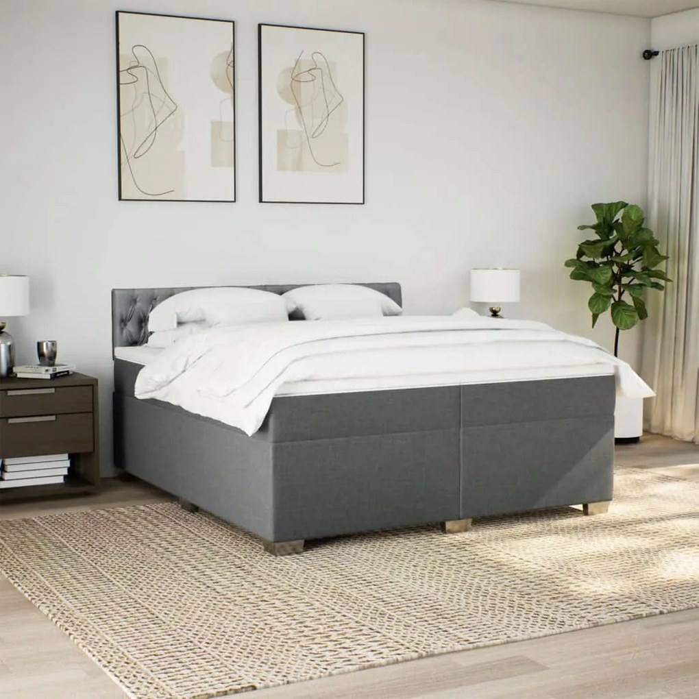 Box spring postel s matrací tmavě šedá 200x200 cm textil 3288303