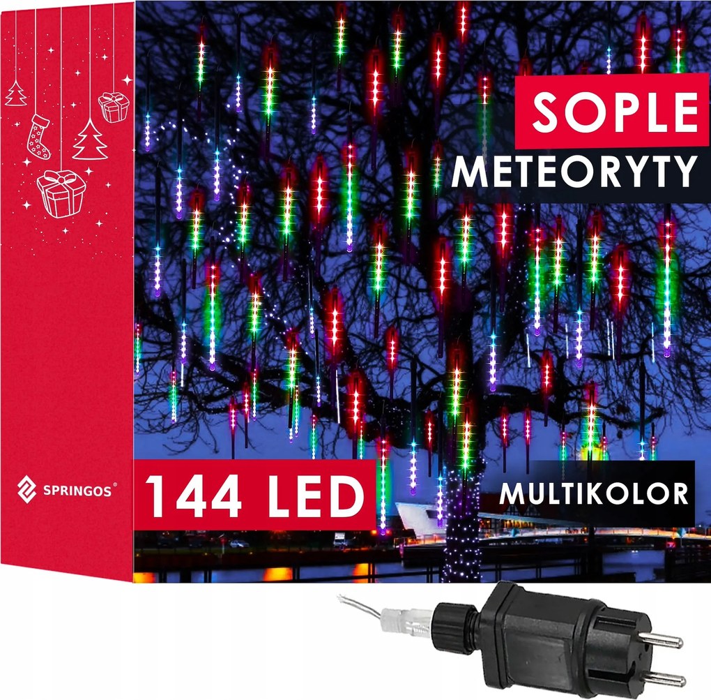 Sople 144led Meteory 30cm Venkovní Osvětlení IP44 Padající Sníh 5m Girlanda