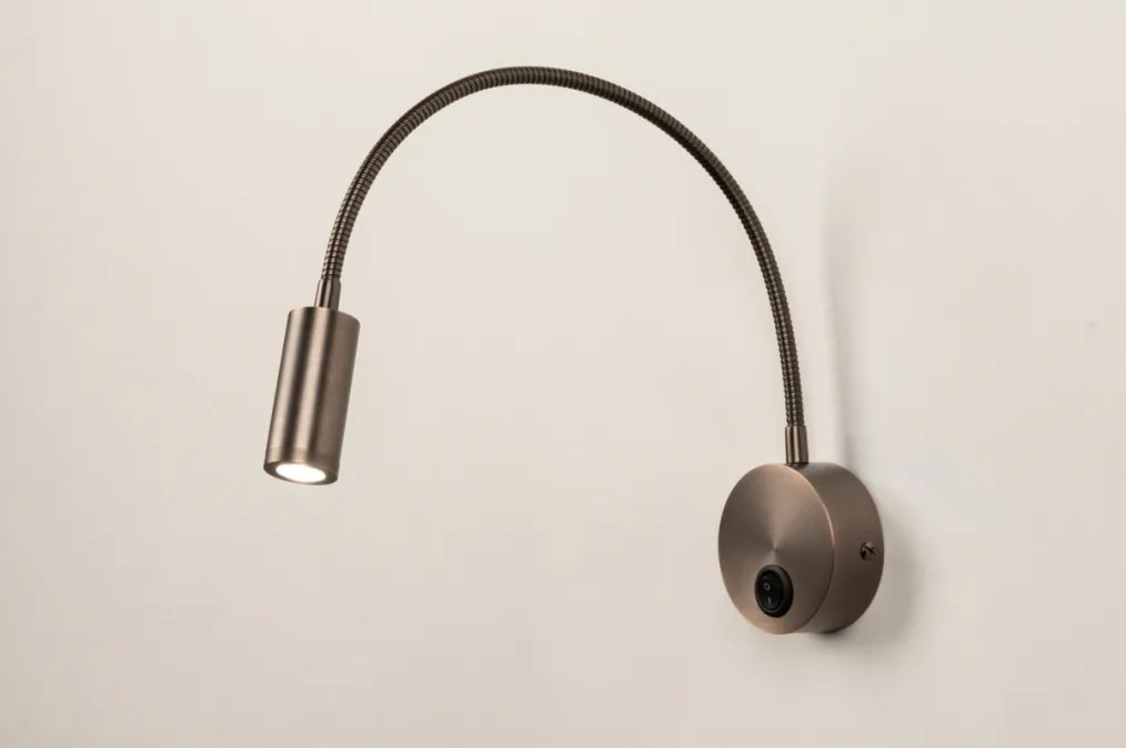 Nástěnné designové LED svítidlo s vypínačem Fibie Coffe Brown