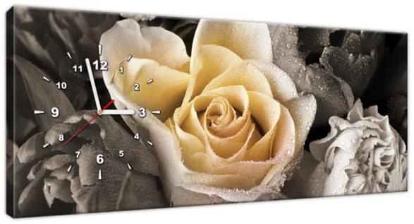 Tištěný obraz s hodinami Jemná růže 100x40cm ZP1746A_1I