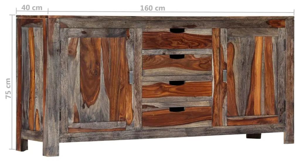 Příborník šedý 160 x 40 x 75 cm masivní sheeshamové dřevo,  247983