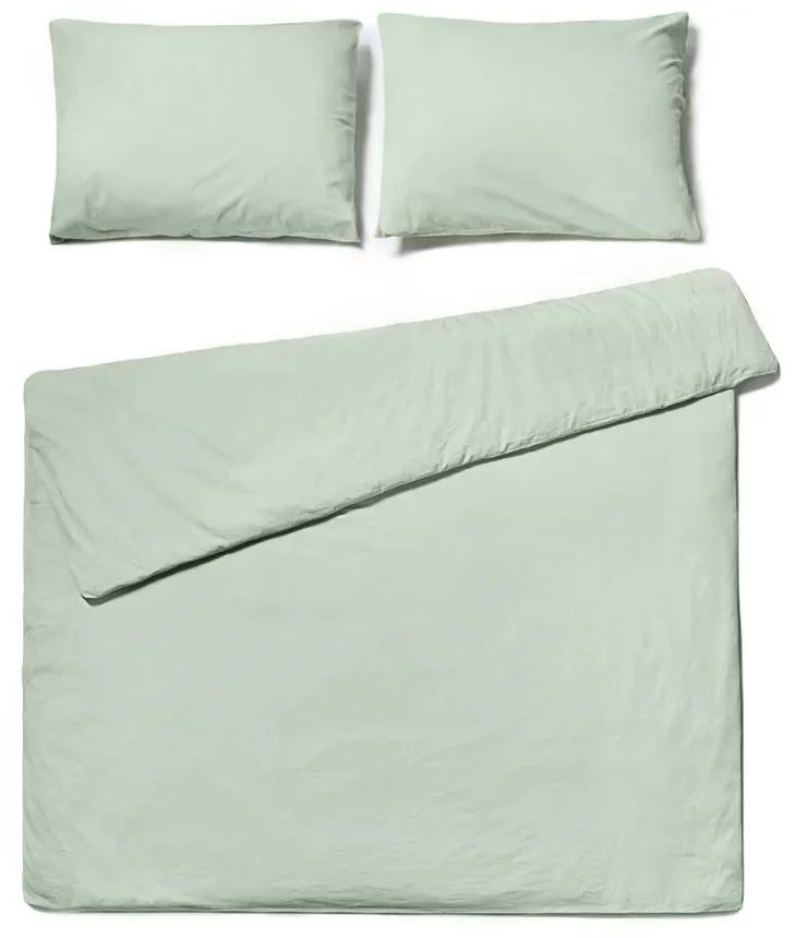 Šalvějově zelené povlečení na dvoulůžko ze stonewashed bavlny Bonami  Selection, 200 x 200 cm | BIANO