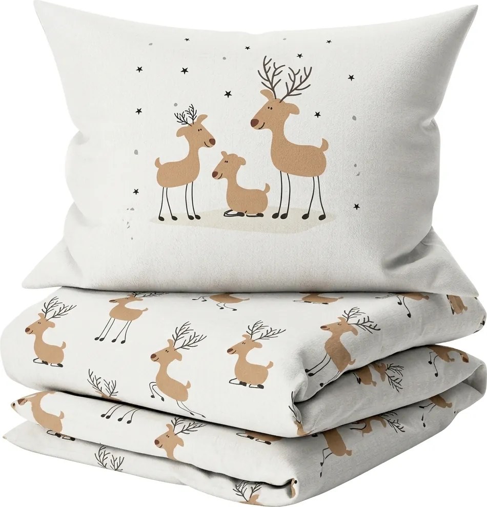 Povlečení z Renforcé bavlny TIMBA DEER bílé Rozměr povlečení: 80 x 80 cm | 135 x 200 cm