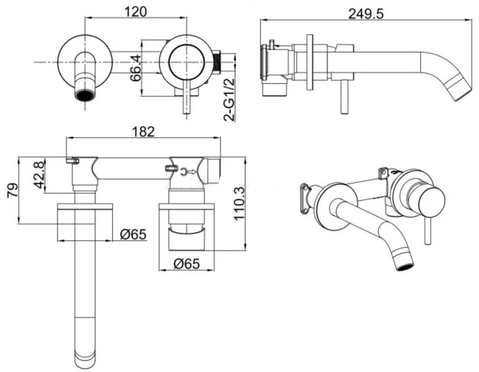 Invena Midnight, umyvadlová podomítková baterie, černá-růžové zlato, BP-35-U14-V